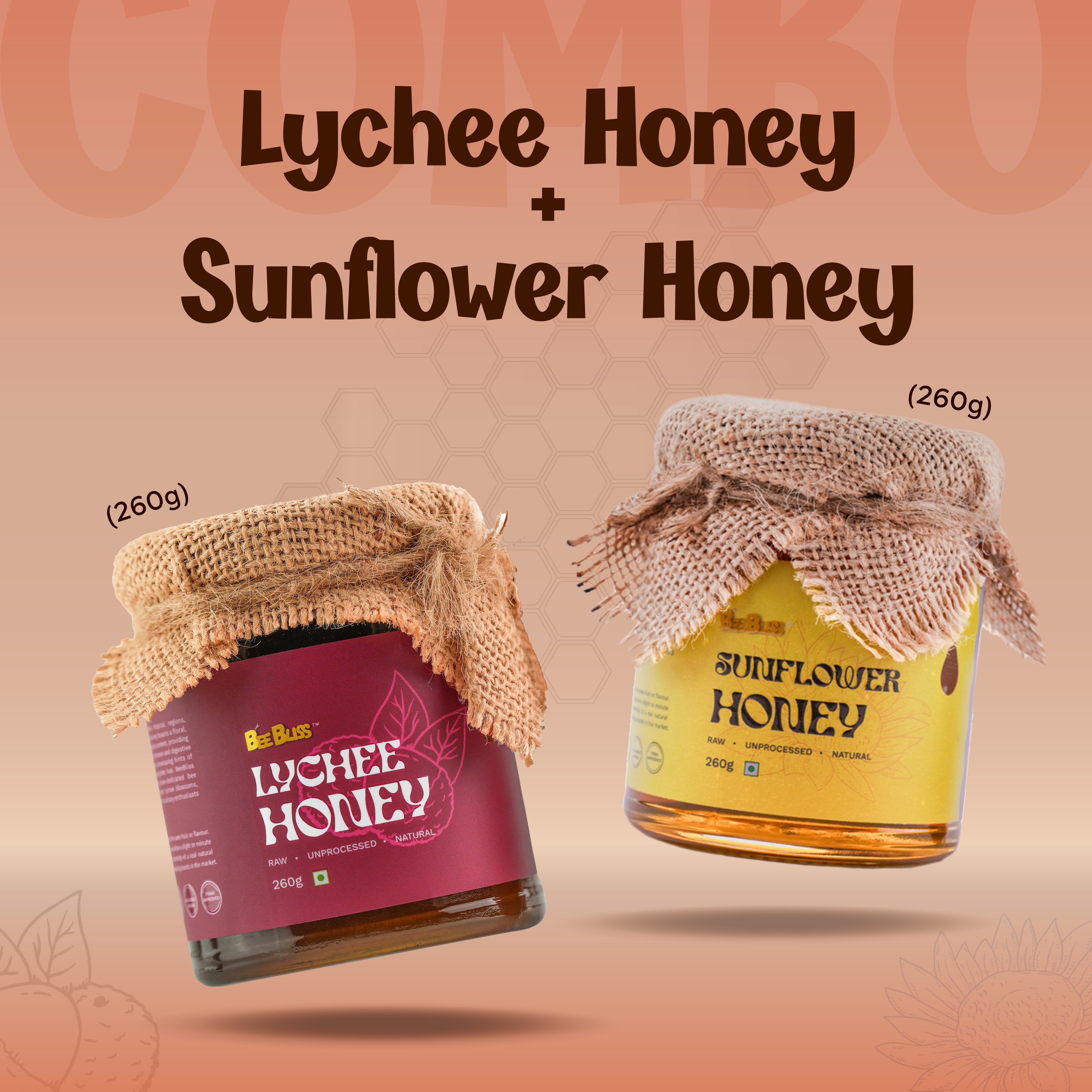 Golden Sunflower & Exotic Lychee Honey (260g x 2) | Pure & Healthy – Bee Bliss