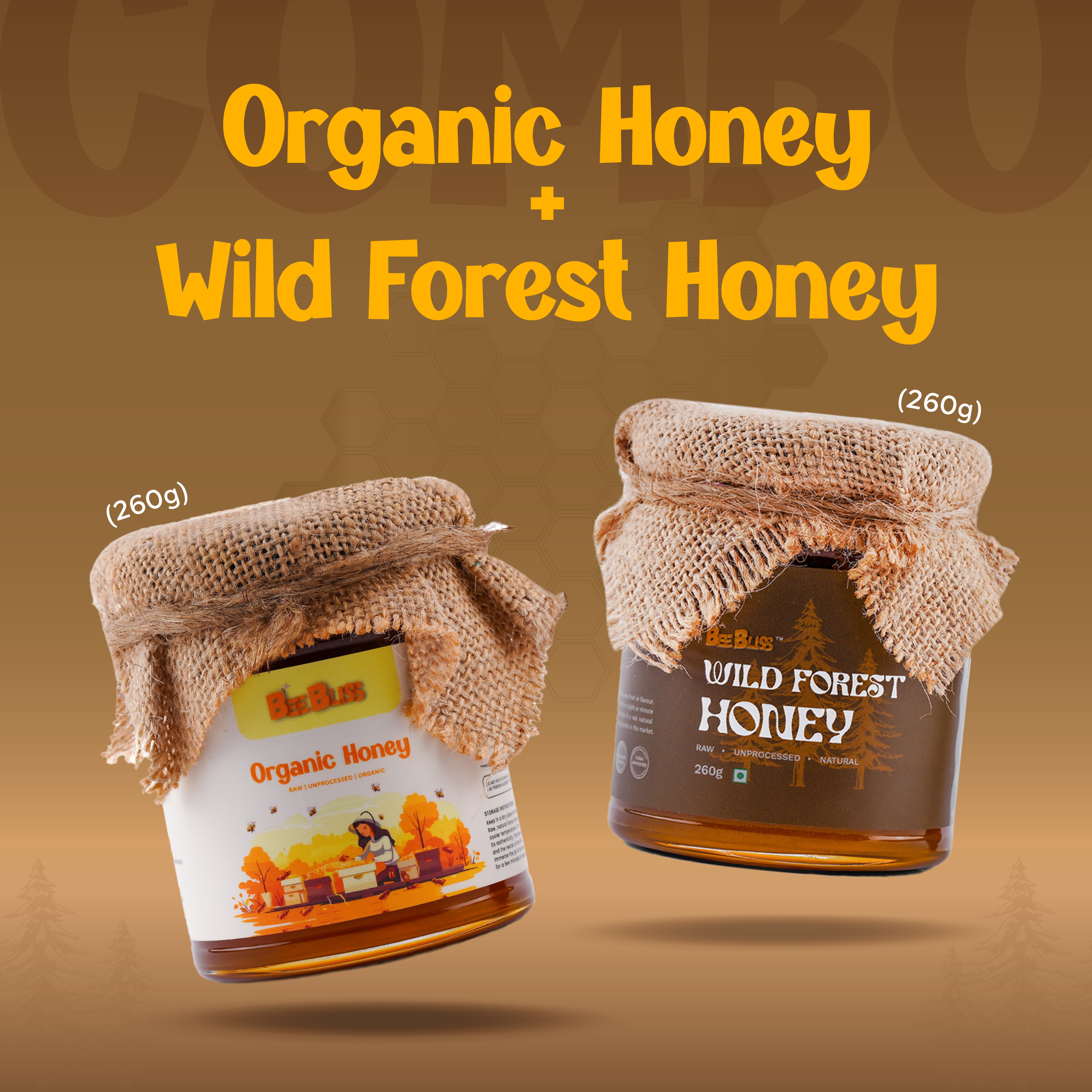 Wild Forest & Organic Honey Combo (260g x 2) | 100% Pure & Natural ...